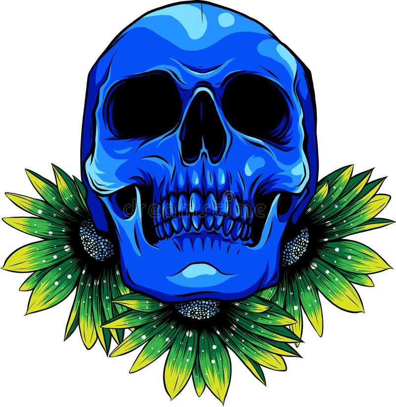 Vector Illustration of Human Skull and Flower Stock Vector ...