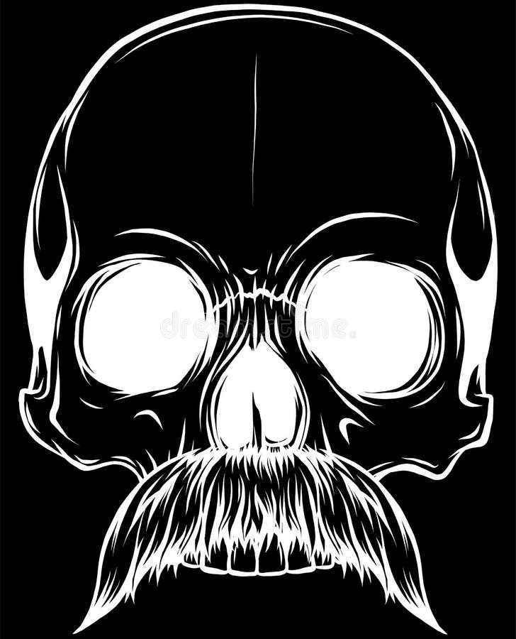 Vector Illustration of Human Skull with Moustache Stock Vector ...