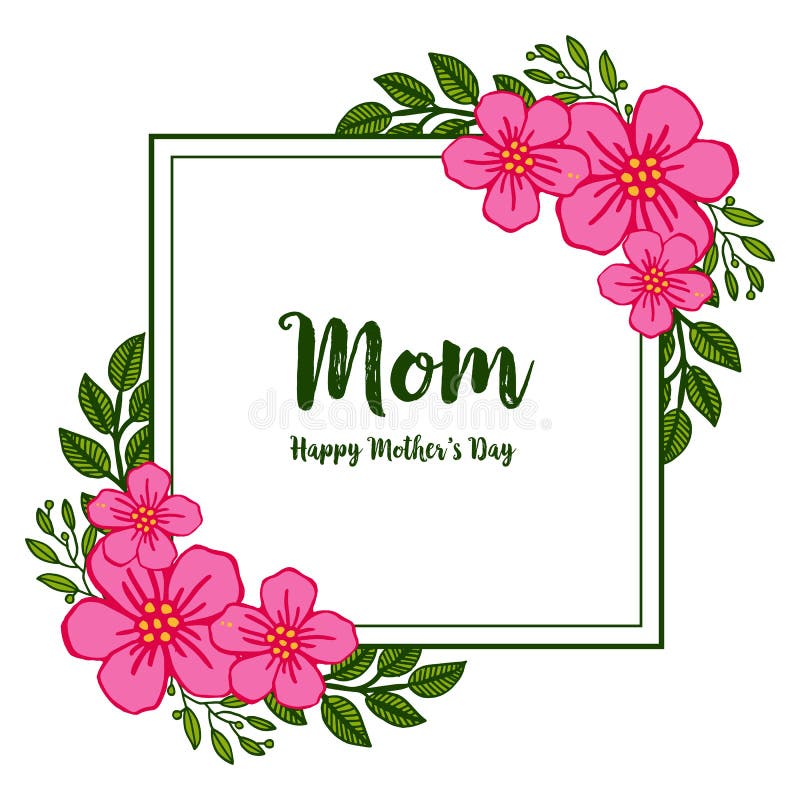 Vector Illustration I Love You Mom with Shape Pink Wreath Frame Stock ...