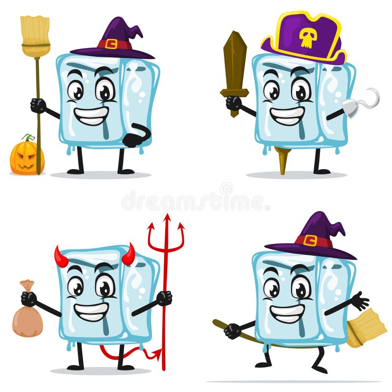 Vector Illustration of Ice Cube Character of Mascot Stock Vector ...