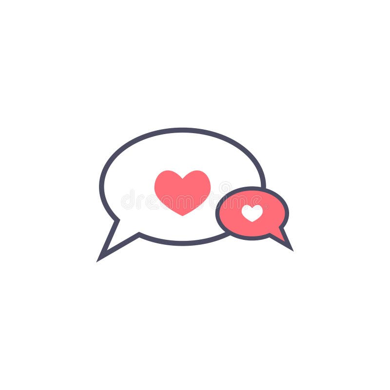 Vector Illustration Icon Chat and Heart Flat Design Stock Vector ...