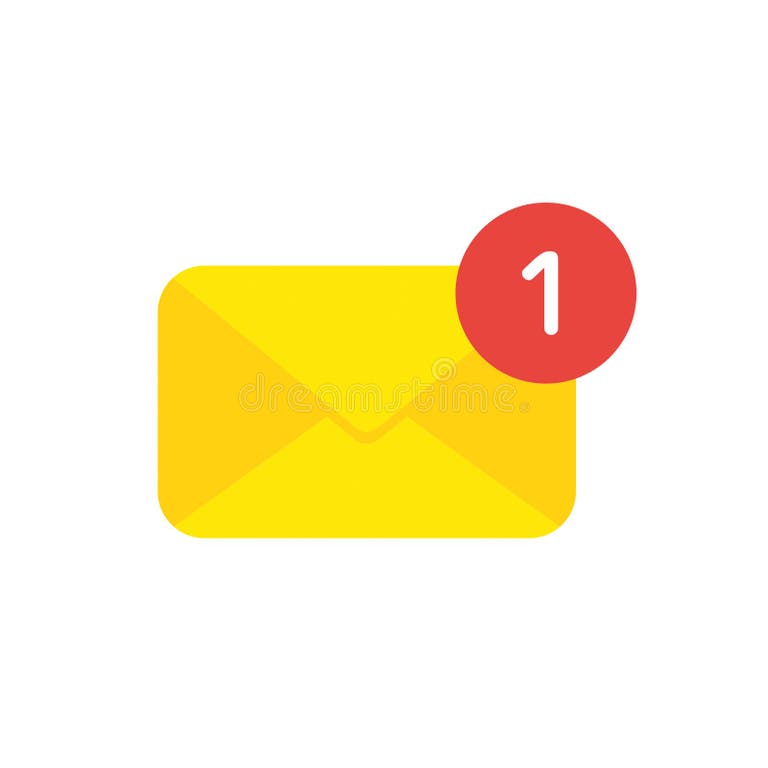 Vector Icon Concept of Closed Mail Envelope with Number One Stock ...