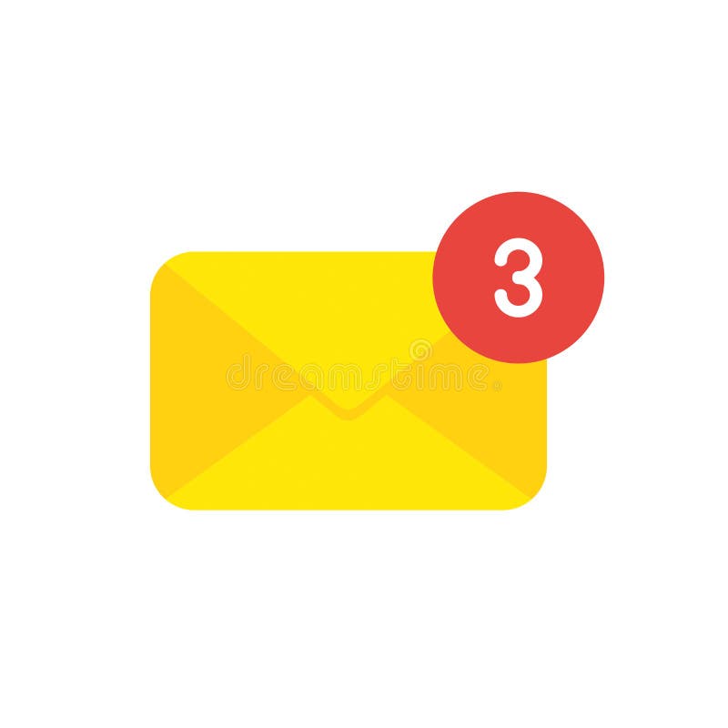 Vector Icon Concept of Closed Mail Envelope with Number Three Stock ...
