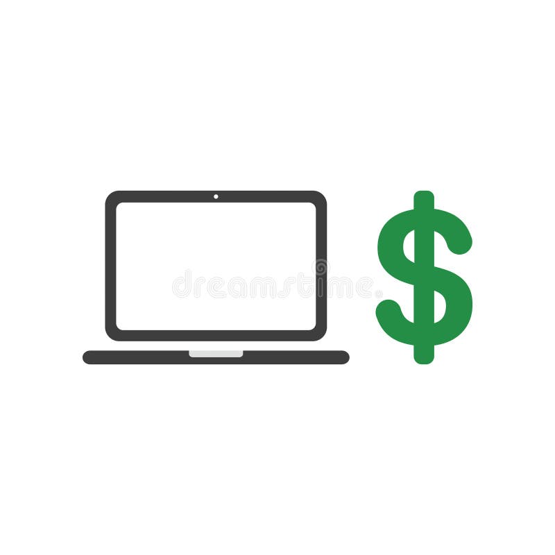 Vector Illustration Icon Concept of Laptop Computer with Dollar Stock ...