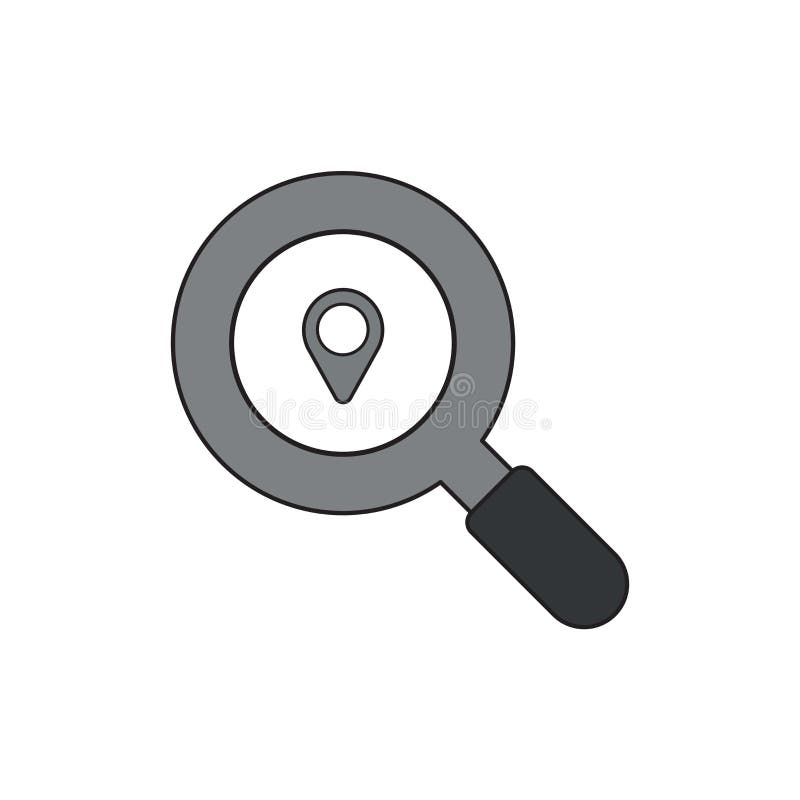 Vector Illustration Icon Concept of Magnifier with Map Pointer Stock ...
