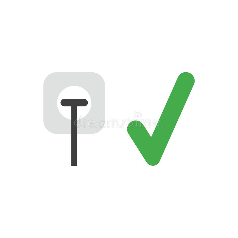 Vector Icon Concept of Plug Plugged into Outlet with Check Mark Stock ...