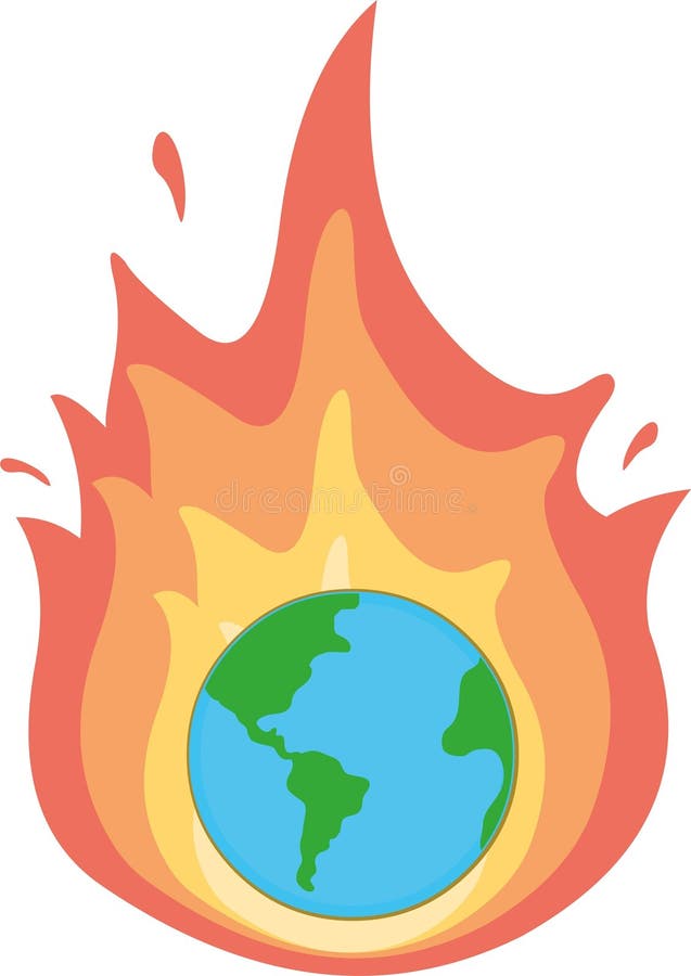 Vector Illustration Planet Earth Flame Fire Global Warming Stock Vector ...