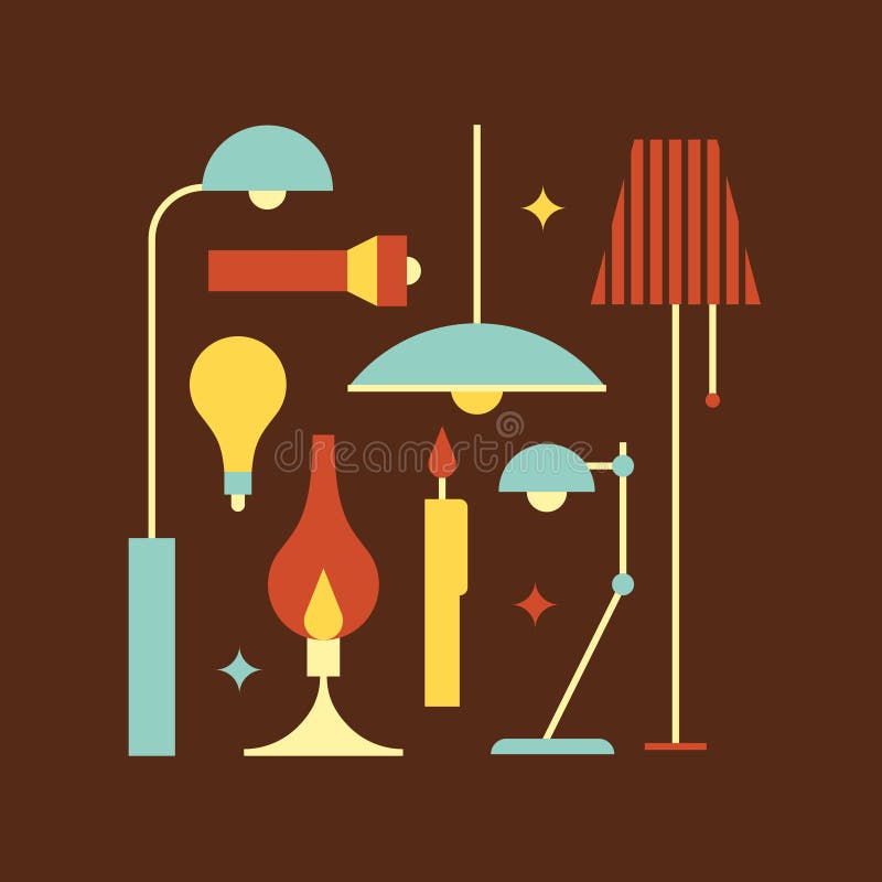 Vector Illustration Icon Set of Light Stock Vector - Illustration of ...