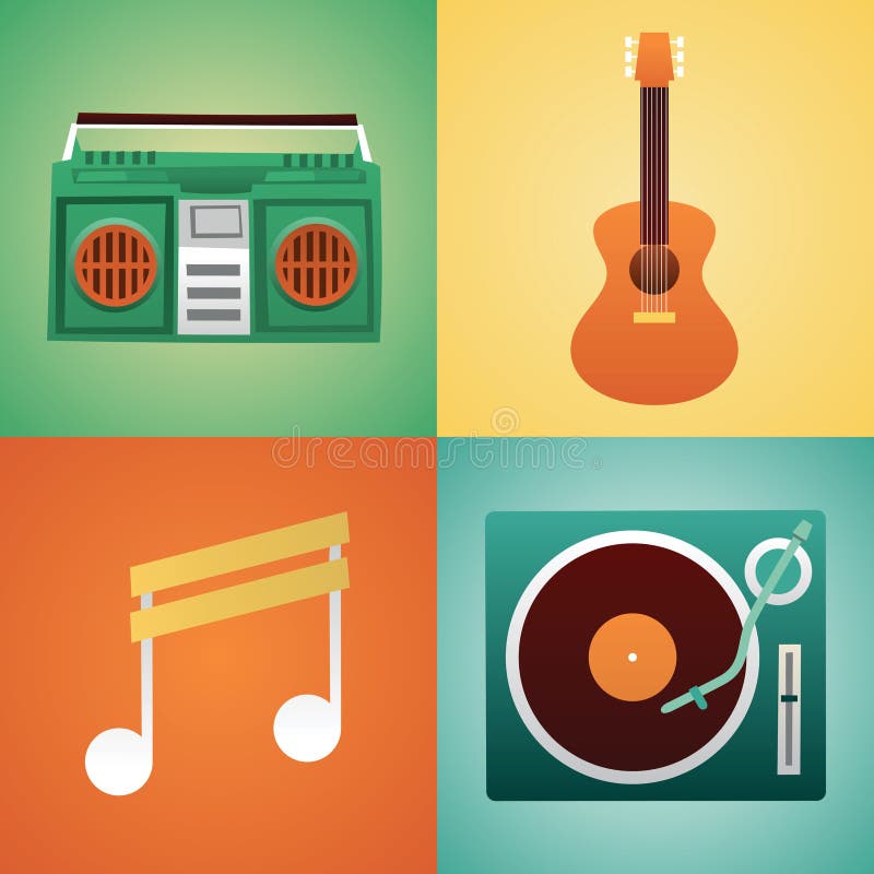 Vector Illustration Icon Set of Music Stock Vector - Illustration of ...