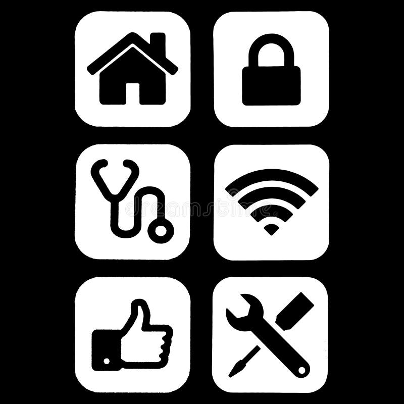 Vector Illustration, Icons for Computer Repair and Parts, Black and ...