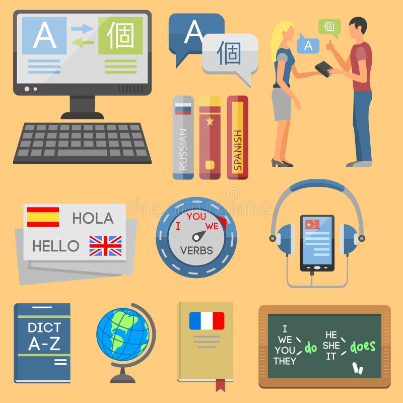 Languages Education and School Learning Vector. Stock Vector ...
