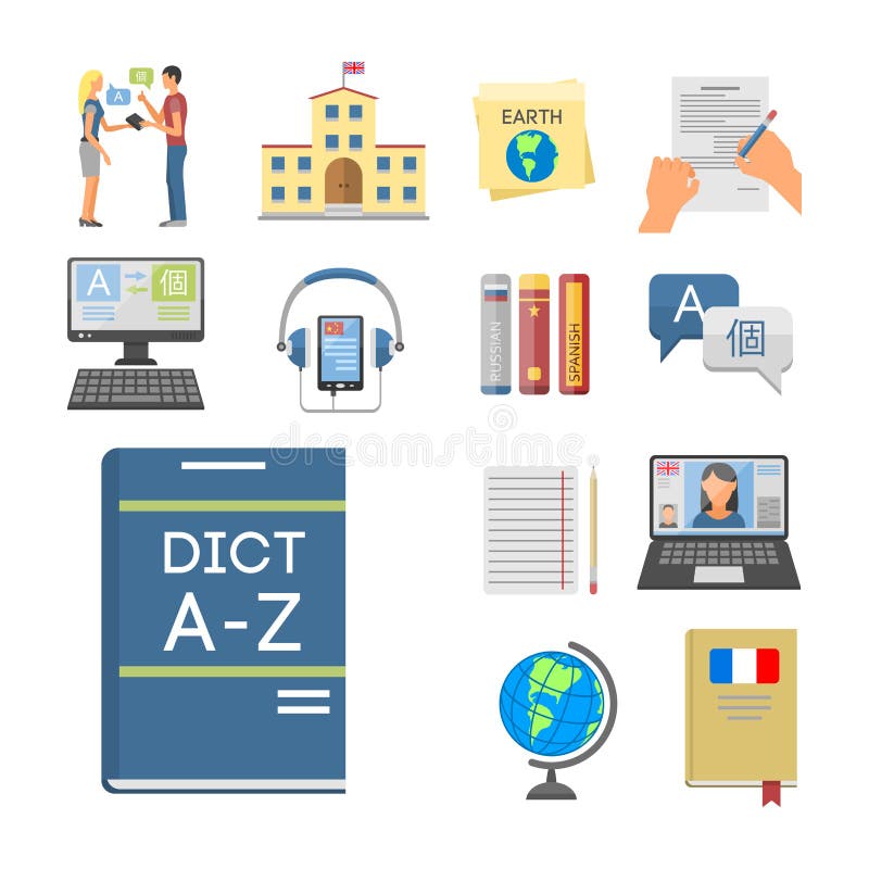 Vector Illustration Icons for Educational Programs Languages Distance ...