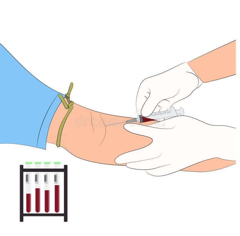 Vector Illustration Image a Doctor Using a Needle To Draw Blood Stock ...