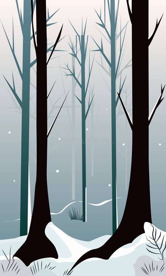 Winter Forest. Vector Illustration of a Winter Forest with Snow and Trees. Stock Vector ...