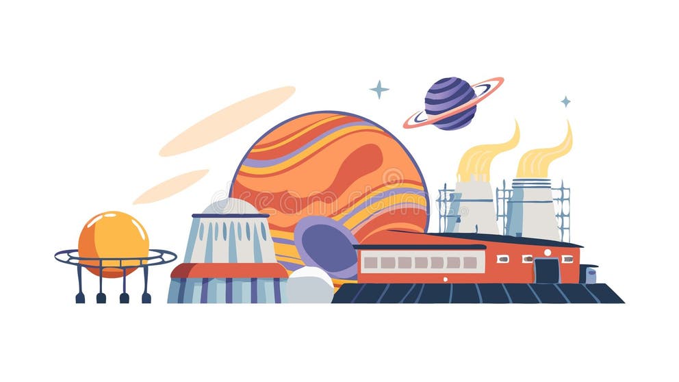A Futuristic Factory on an Alien Planet. Off-world Industry Vector ...