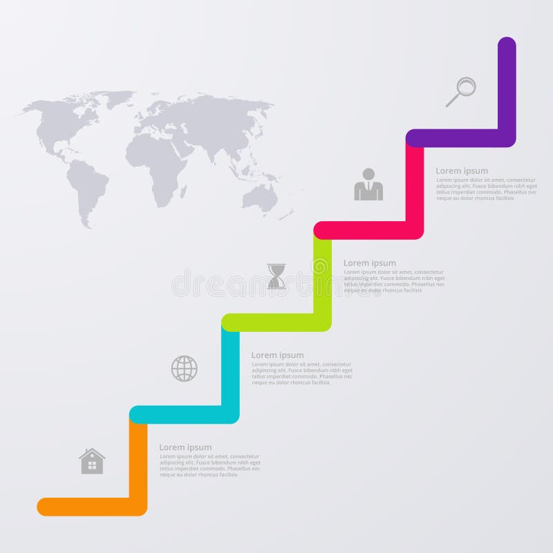 Vector Illustration Infographic Five Options with World Map Stock ...