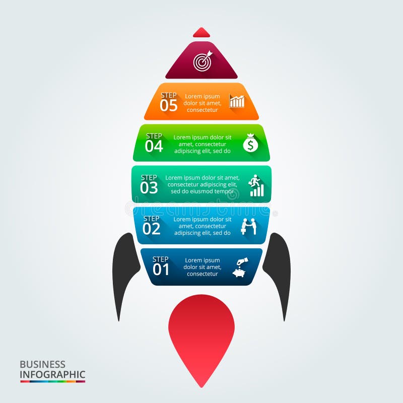 Three Stage Rocket Infographic Stock Vector - Illustration of option ...