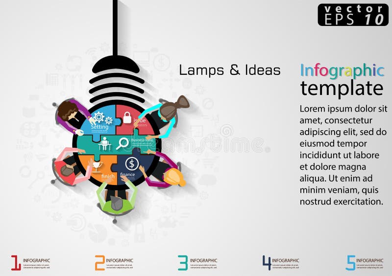 Vector Illustration Infographic Template Lamp Brainstorming Business ...