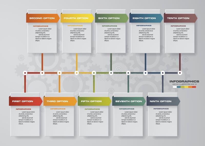 Vector Illustration Infographic Timeline of 10 Options. Stock Vector ...