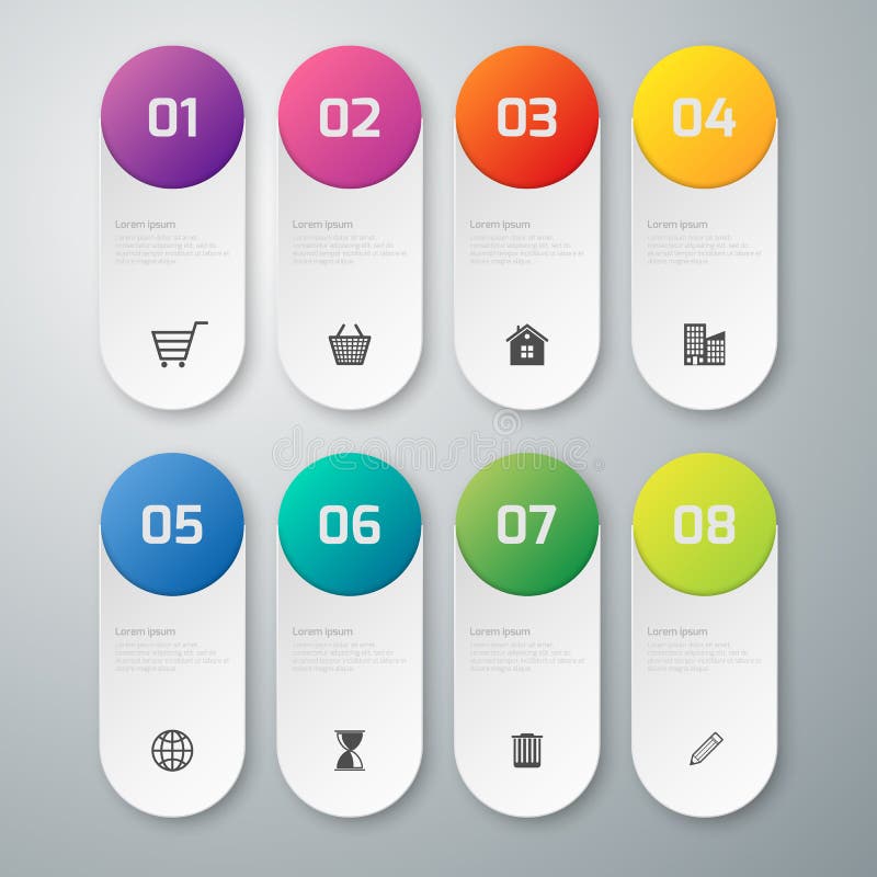 Vector Illustration Infographics Eight Rounded Rectangles Stock Vector ...