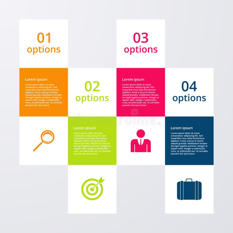 Vector Illustration Infographics Four Options Squares Stock Vector ...