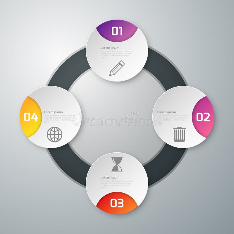 Vector Illustration Infographics Four Paper Circle Stock Vector ...