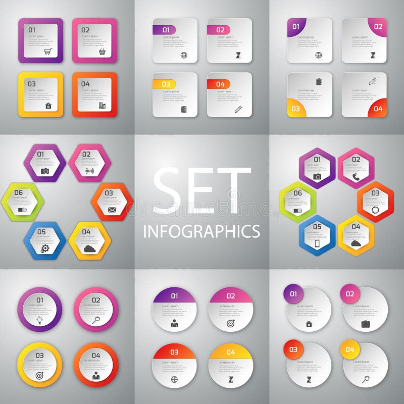 Vector Illustration Infographics Set . Patterns 4 and 6 Options Stock ...