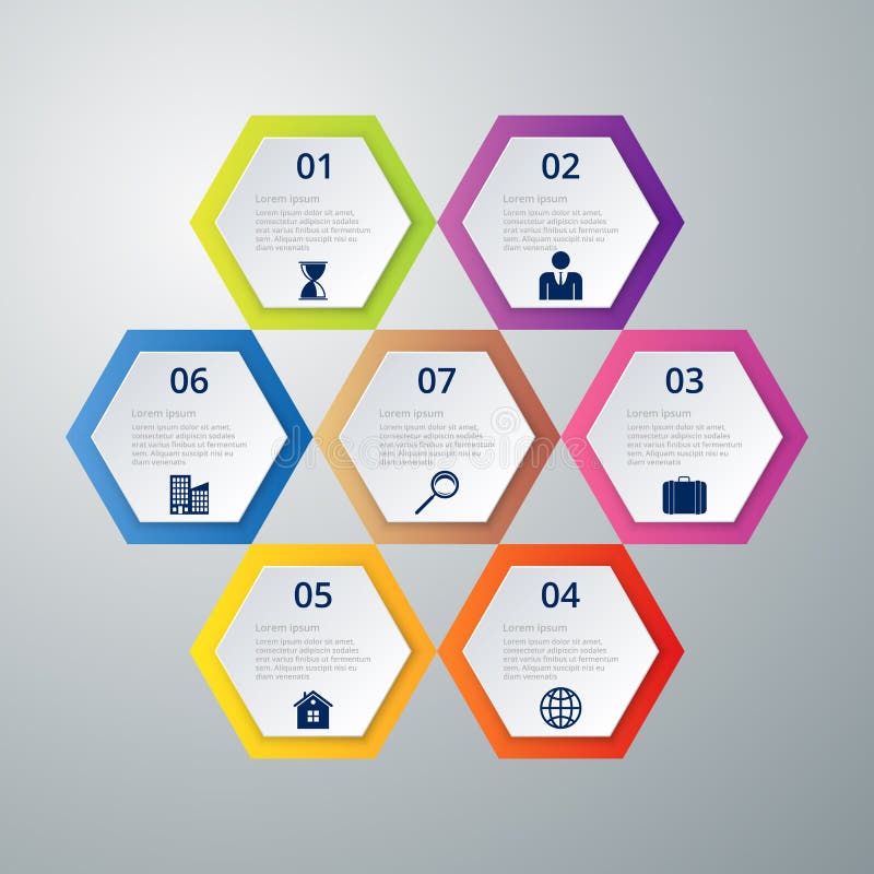 Vector Illustration Infographics Seven Hexagons Stock Vector ...