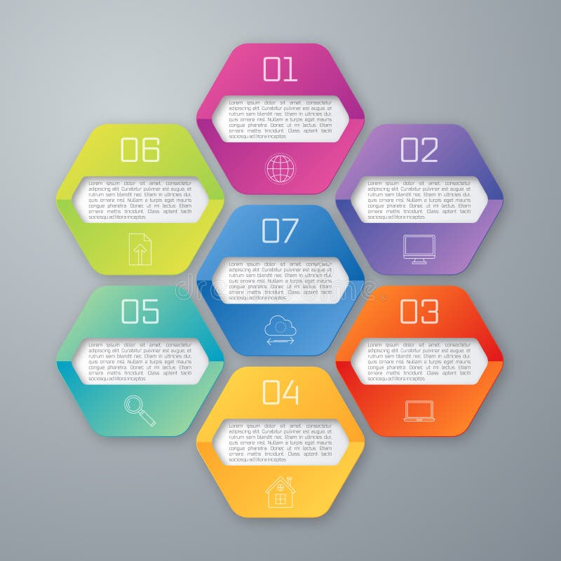 Vector Illustration Infographics Seven Hexagons Stock Vector ...