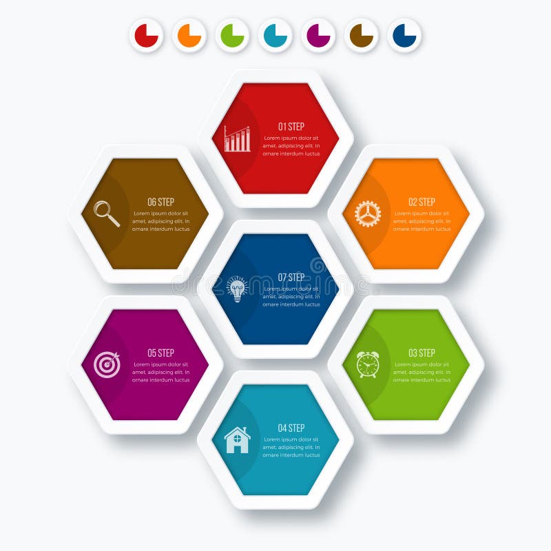Vector Illustration Infographics Seven Hexagons Stock Vector ...