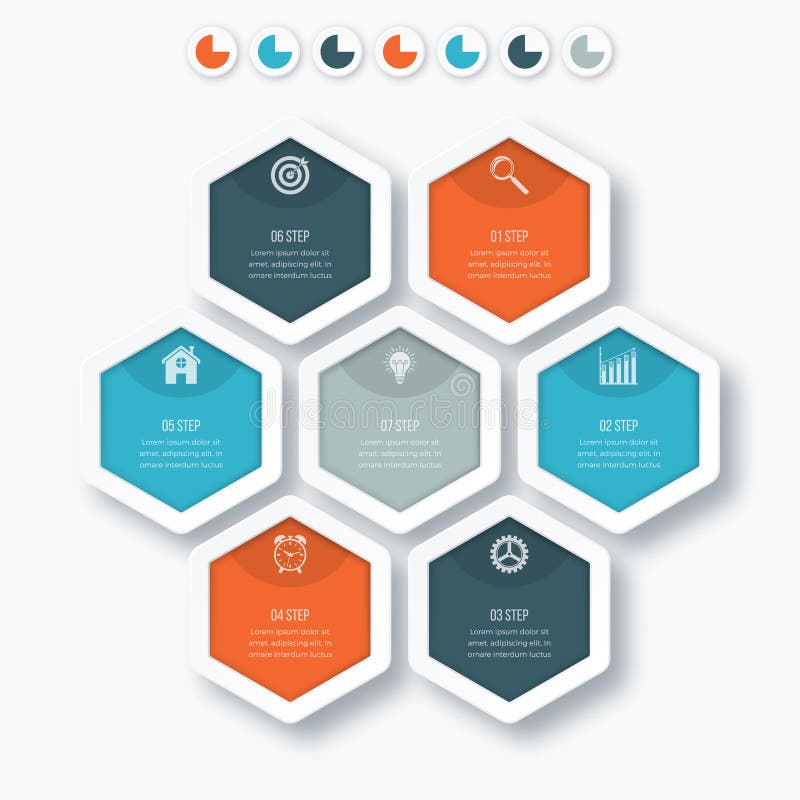 Vector Illustration Infographics Seven Hexagons Stock Vector ...