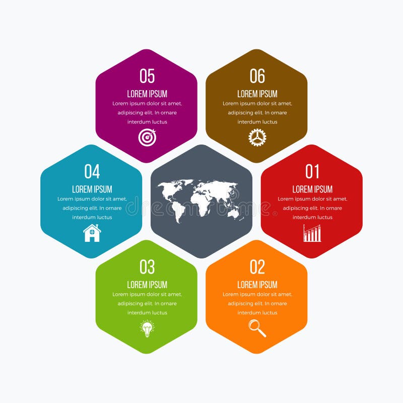 Vector Illustration Infographics Six Hexagons Stock Vector ...
