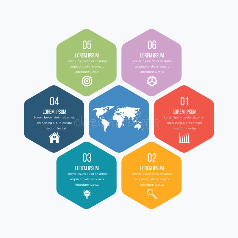 Vector Illustration Infographics Six Hexagons Stock Vector ...