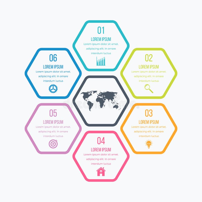 Vector Illustration Infographics Six Hexagons Stock Vector ...