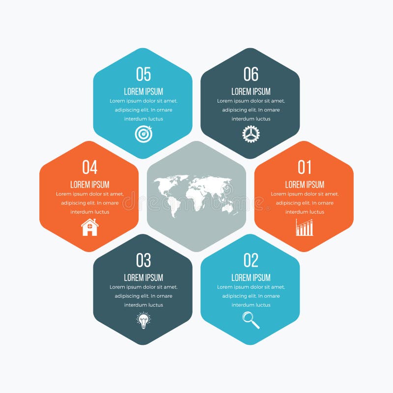 Vector Illustration Infographics Six Hexagons Stock Vector ...