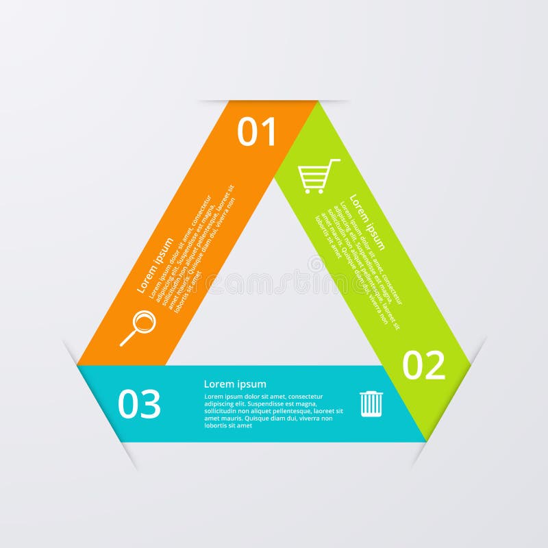 Triangle Divided into Three Colored Parts. Template for Infographics ...