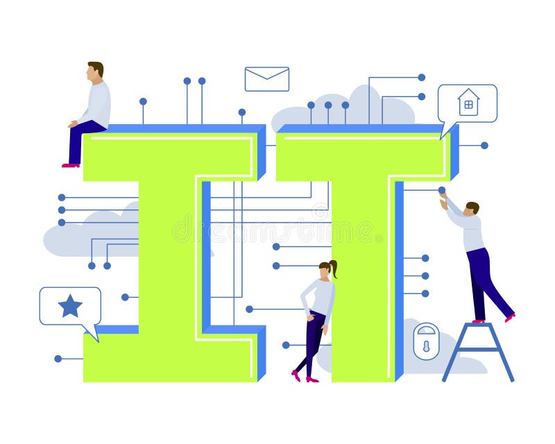 Vector Illustration for Information Technology with Small Men Stock ...