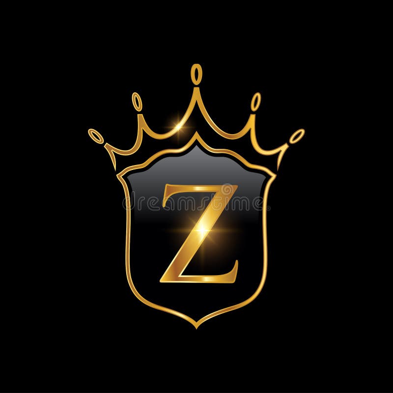 Initial Z Monogram Alphabet with a Crown and Shield Stock Vector ...