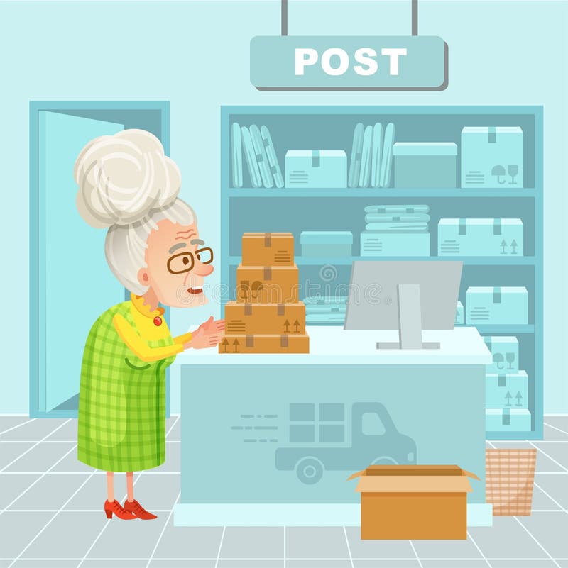 Vector Illustration of the Interior of the Post Office in a Nice Light ...