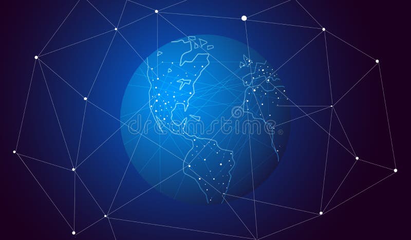Vector Illustration of the Internet and Networks. Blue Earth and ...