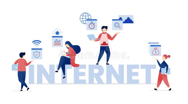 Vector Illustration of Internet of Things in Business. People Using ...
