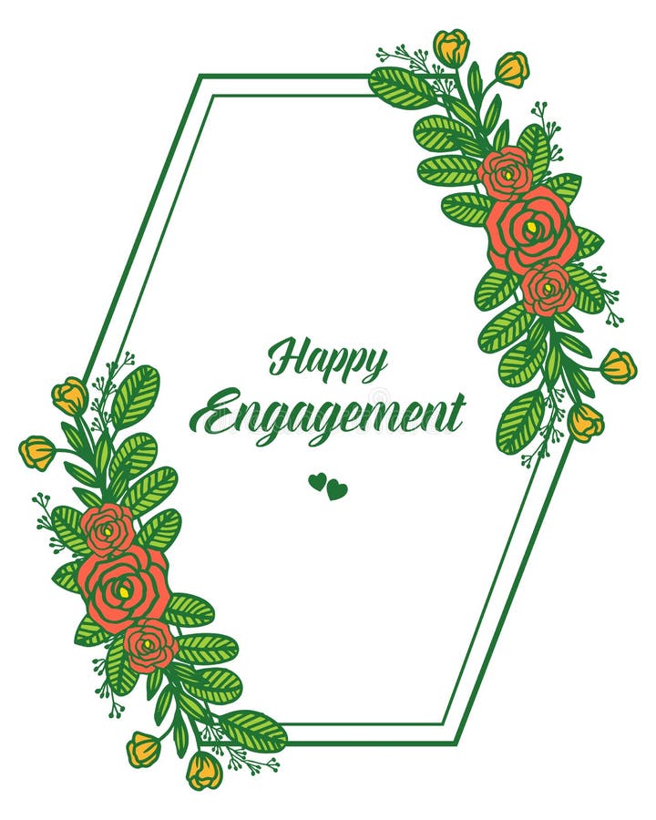 Vector Illustration Invitation Happy Engagement with Design Floral ...