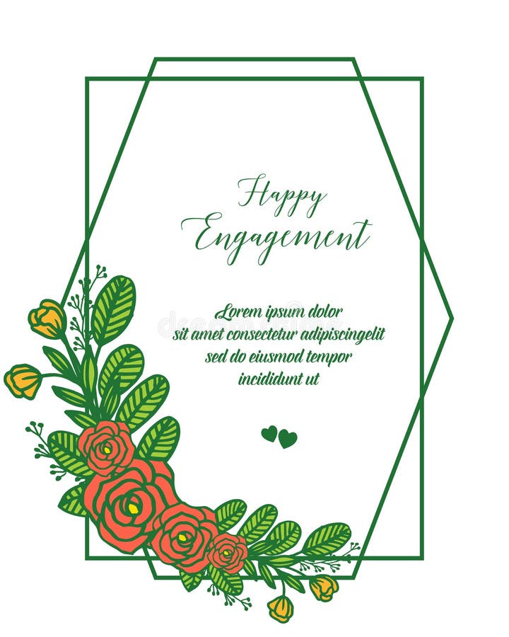 Vector Illustration Invitation Happy Engagement with Design Floral ...