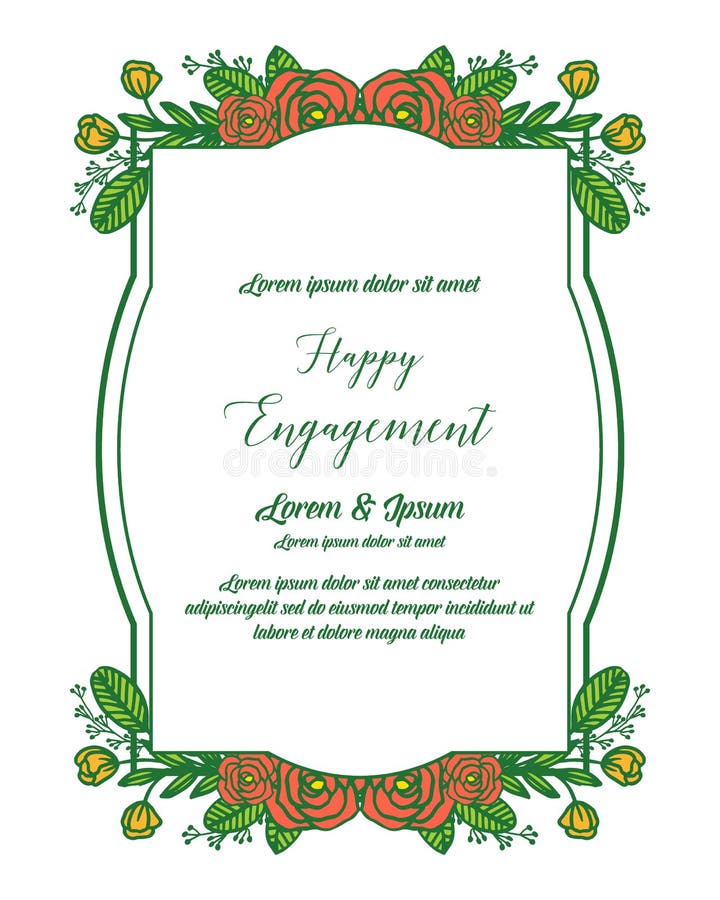 Vector Illustration Invitation Happy Engagement with Design Floral ...