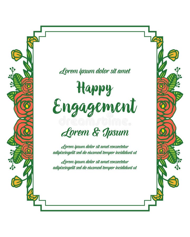 Vector Illustration Invitation Happy Engagement with Design Floral ...