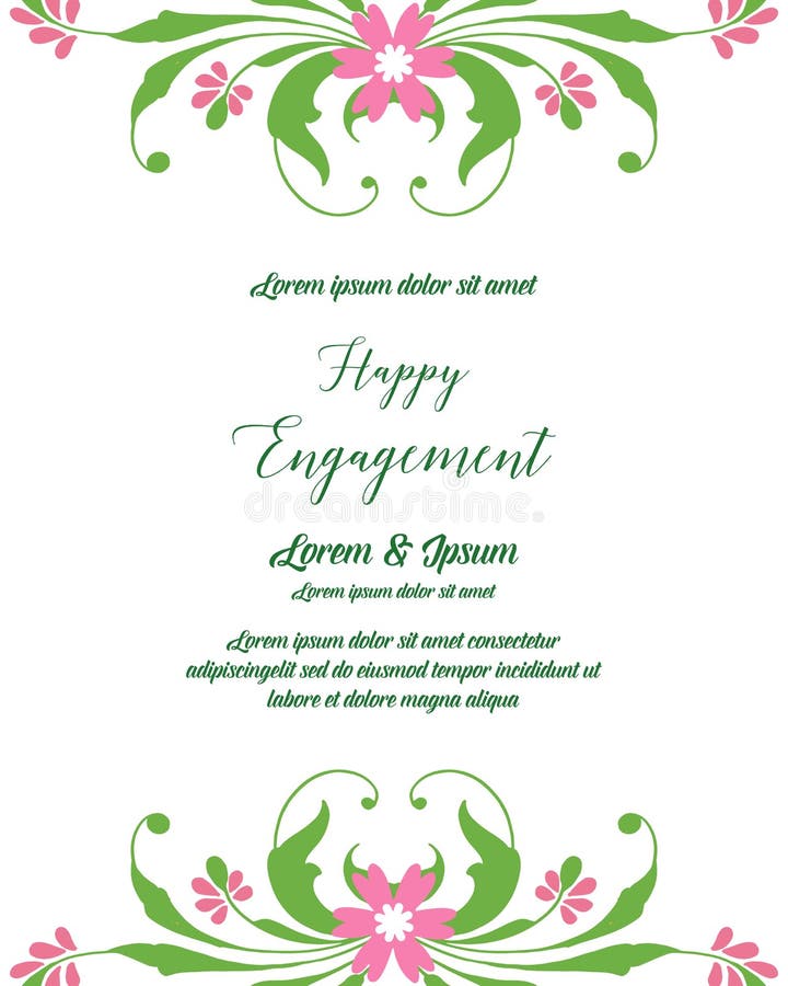 Vector Illustration Invitation Happy Engagement with Various Floral ...