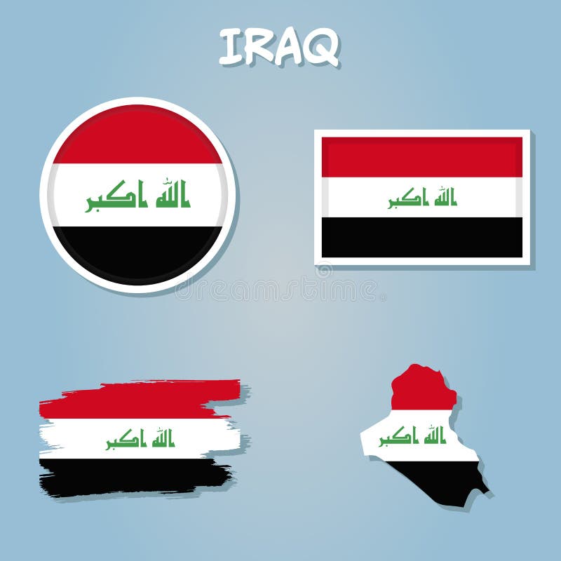 Vector Illustration of Iraq Map with Flag Stock Vector - Illustration ...
