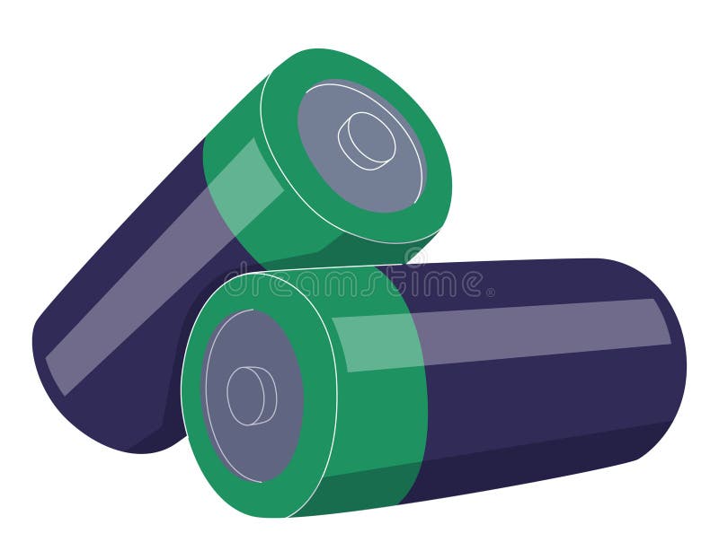 Vector Illustration of Isolated Cylinder Batteries in Cartoon Style ...