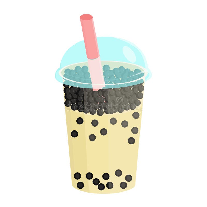 Vector Illustration of Isolated Disposable Cup with Tapioca or Tea ...