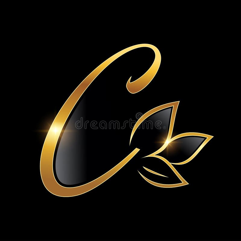 Golden Leaf Monogram Initial Letter C Stock Vector - Illustration of ...